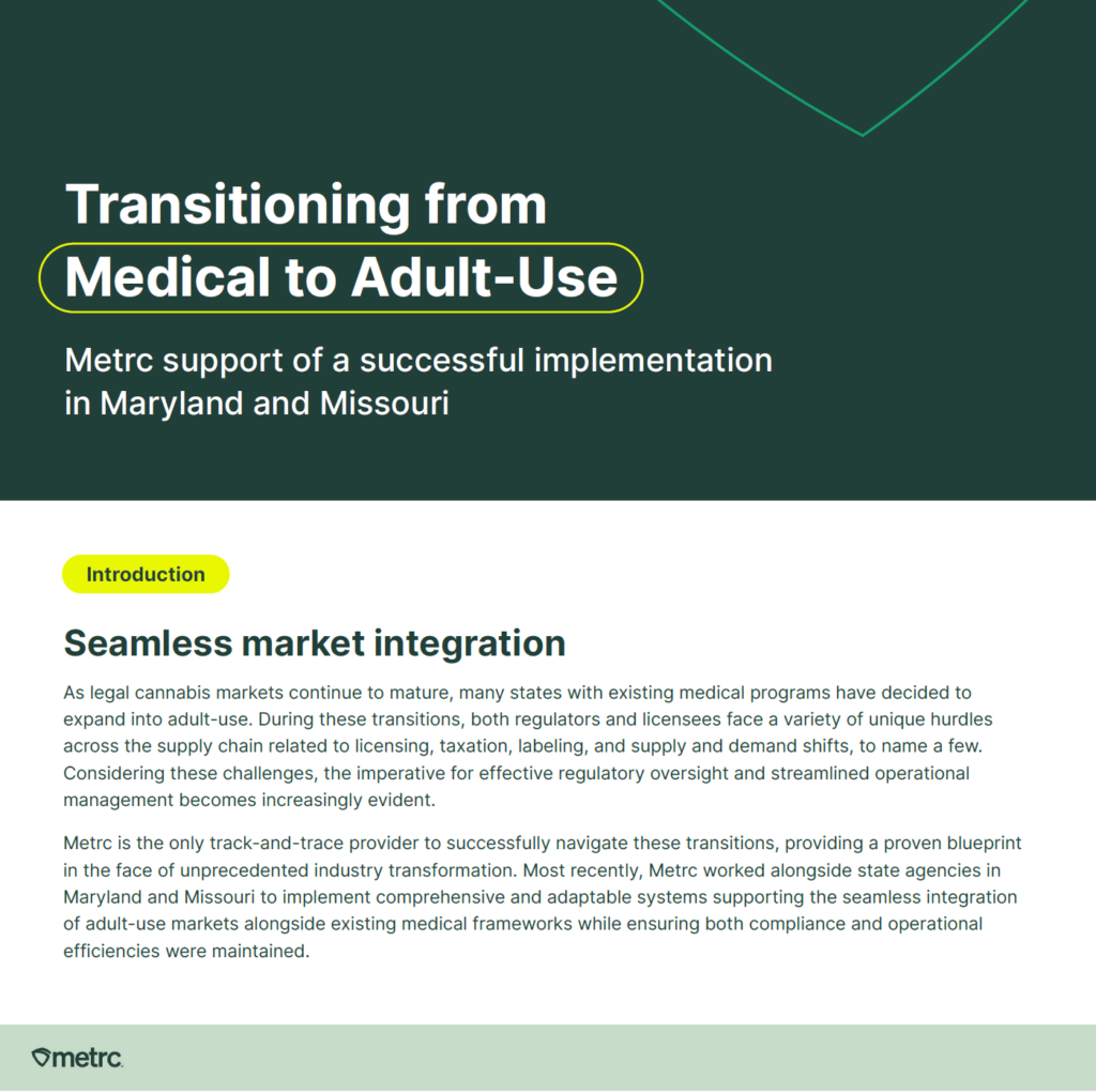 Transitioning from Medical to Adult-Use | Metrc