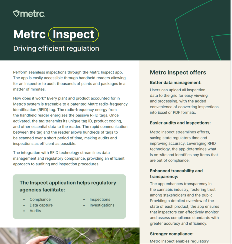 Metrc Inspect - Driving efficient regulation | Metrc